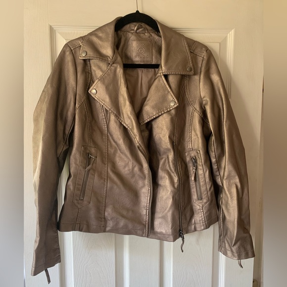 Max Studio | Jackets & Coats | Max Studio Rose Gold Tan Leather Moto ...